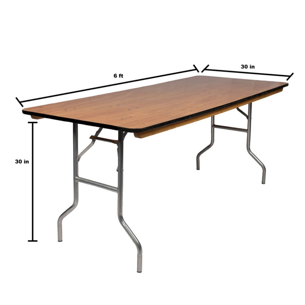 6ft Banquet Wood Table for Rent | Tlapazola Event Rentals