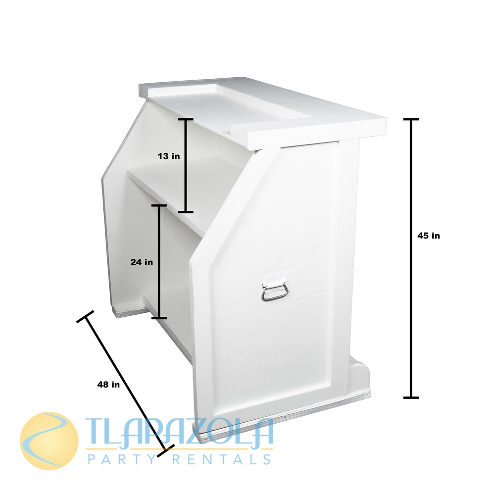 4 Feet White Wooden Bar - Tlapazola Event Rentals