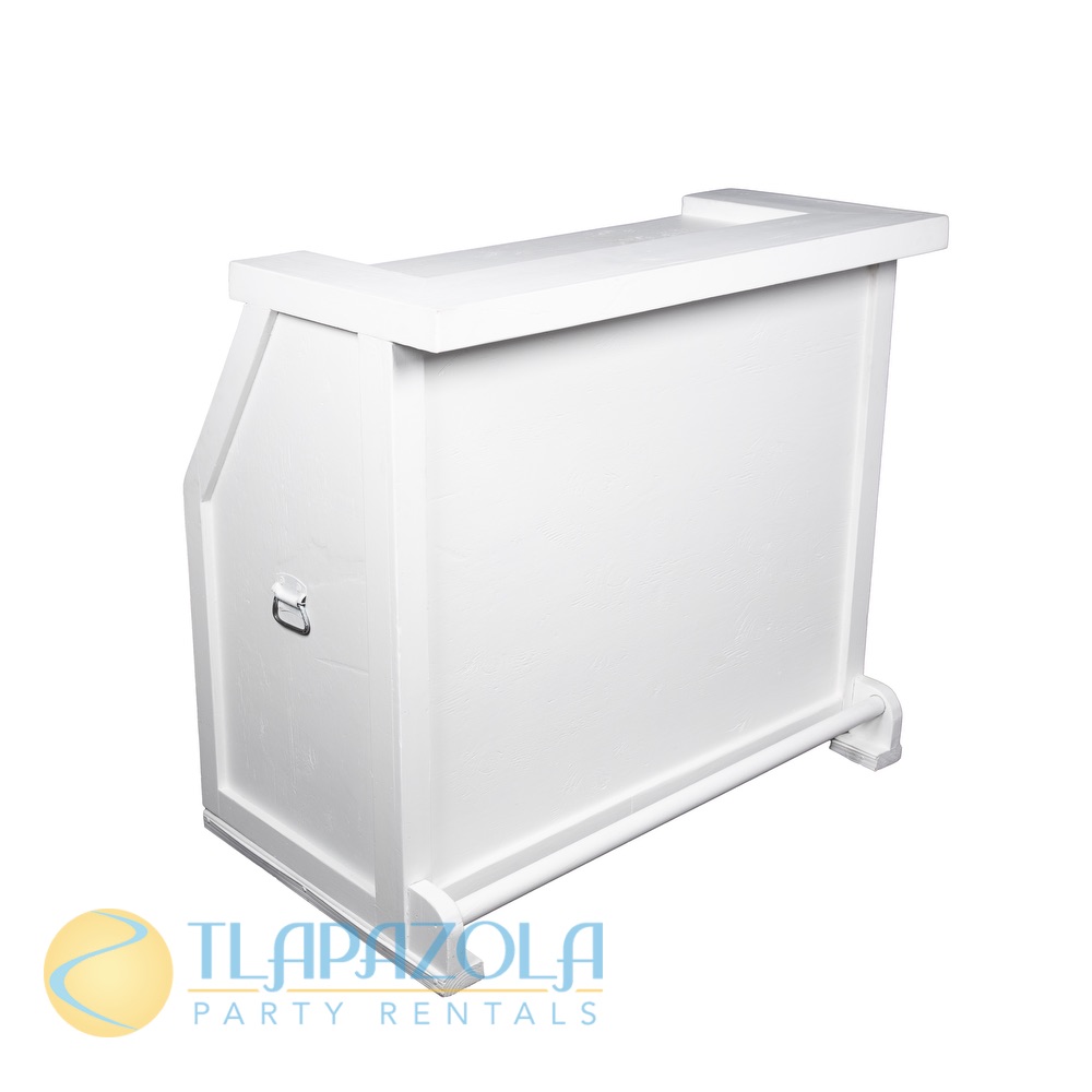 4 Feet White Wooden Bar - Tlapazola Event Rentals