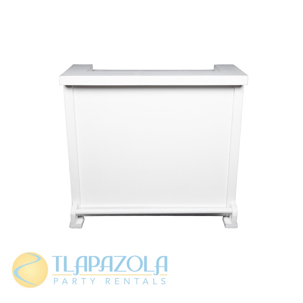 4 Feet White Wooden Bar - Tlapazola Event Rentals