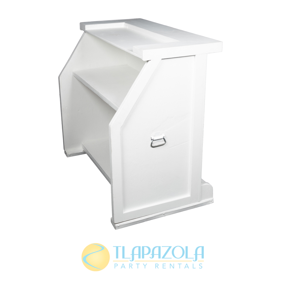 4 Feet White Wooden Bar - Tlapazola Event Rentals