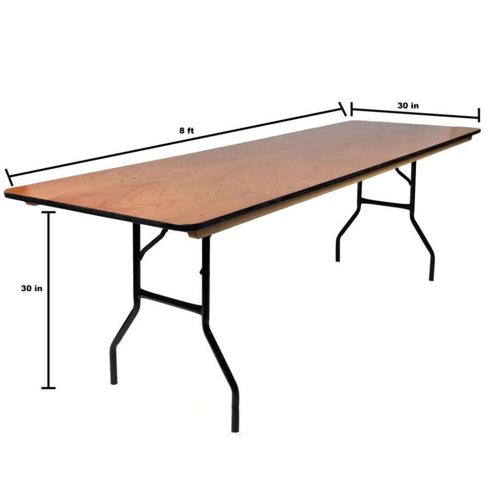 8ft Banquet Wood Table for Events | Tlapazola Event Rentals