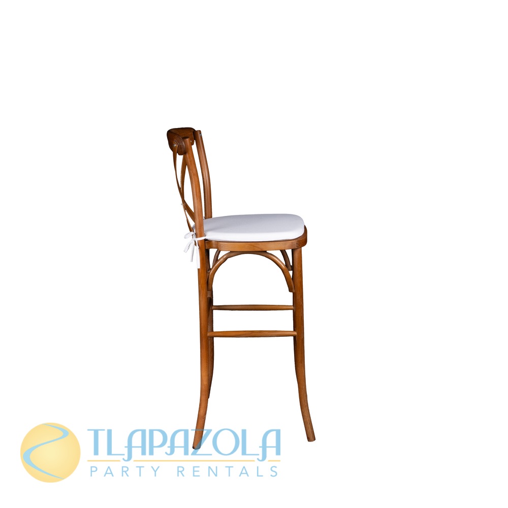 Farmhouse Cross Back Bar Stool Natural Wood - Tlapazola Party Rentals